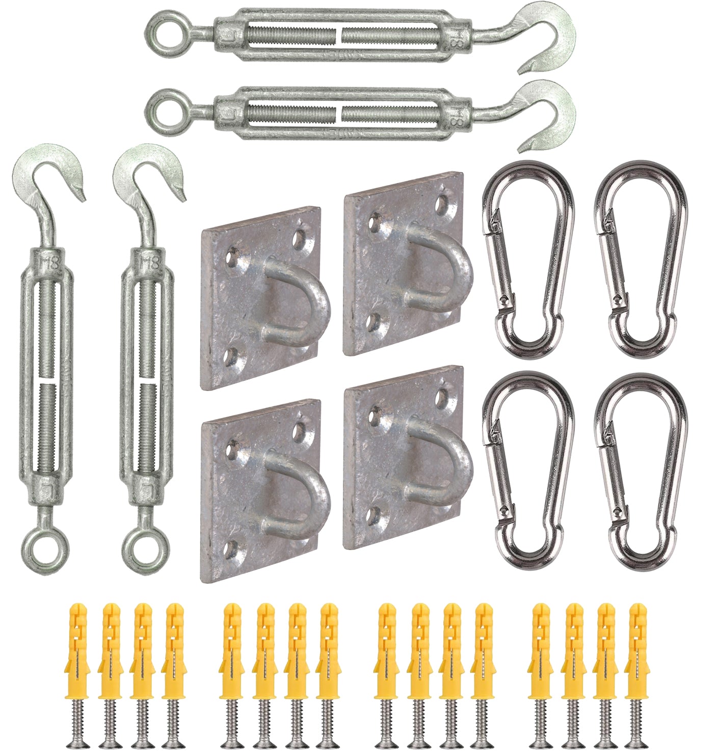 Rectangle/Square Sail Shade Fixing Kit - Galvanised Steel - 4 corners ...